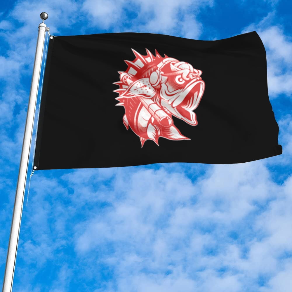 Fyon US Military Navy Red Battle Bass USS Indiana SSN 789 2 Flag banner ...