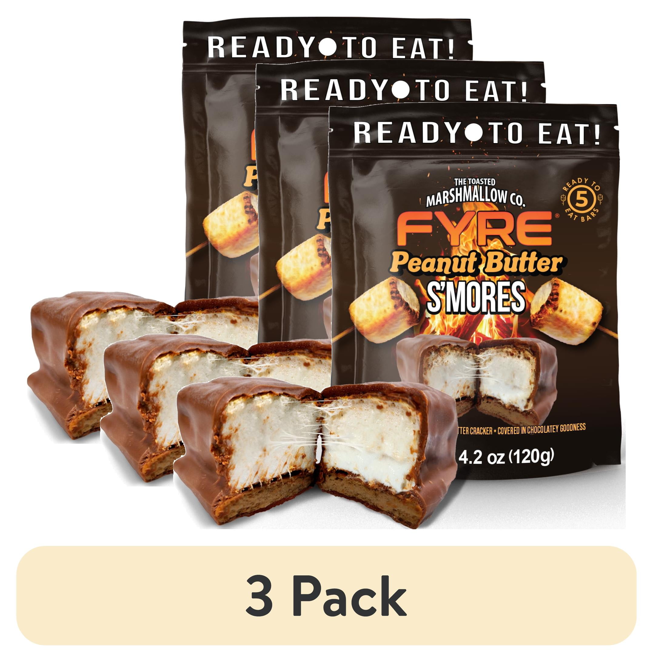 (3 pack) Fyre S'mores Ready to Eat Authentic Chocolate Peanut Butter ...