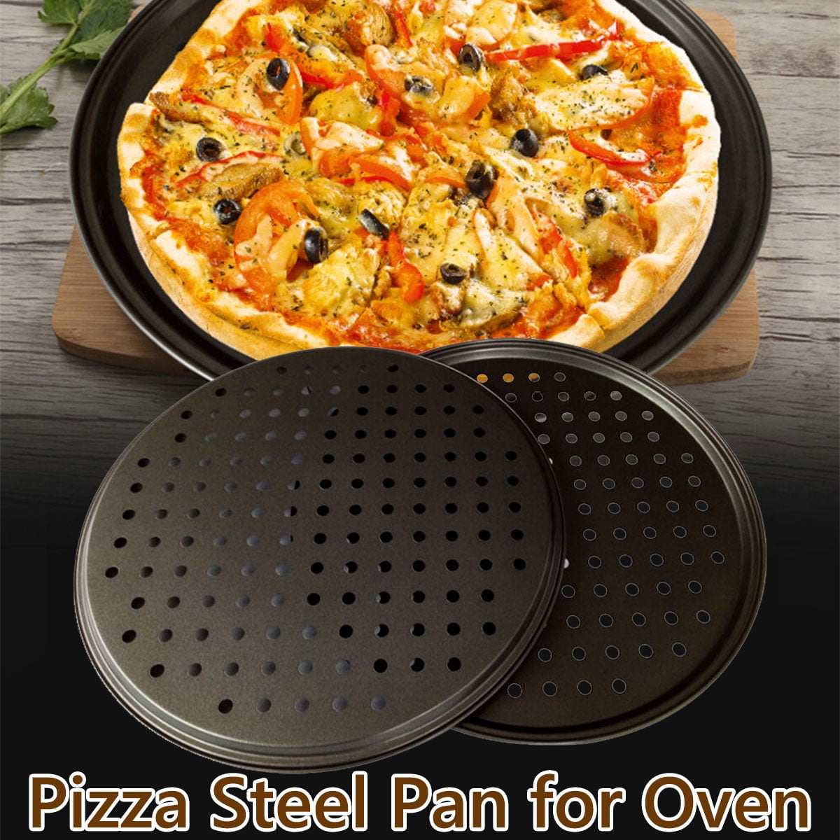 Fyrome 32Cm Pizza Steel Pan For OvenPizza Crisper Pan With Holes ...