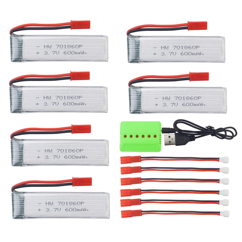 Fytoo 6PCS 3.7V 600mAh Lithium Battery With 6-in-1 Charger For UDI U817 ...