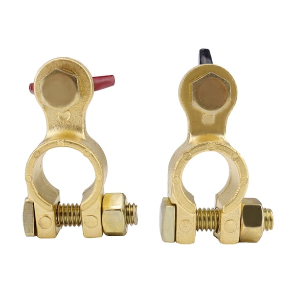 Fyuu 2Pcs Solid Brass Battery Terminal Connector Top Post End Clamps ...
