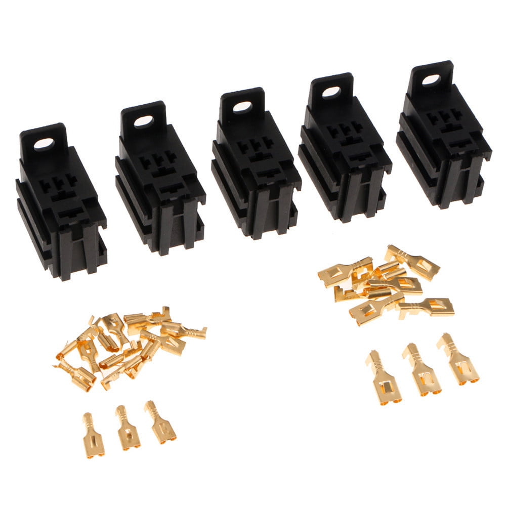 Fyuu 5 Sets 40A 5Pin Car Relay Socket With Terminals For Car Truck ...