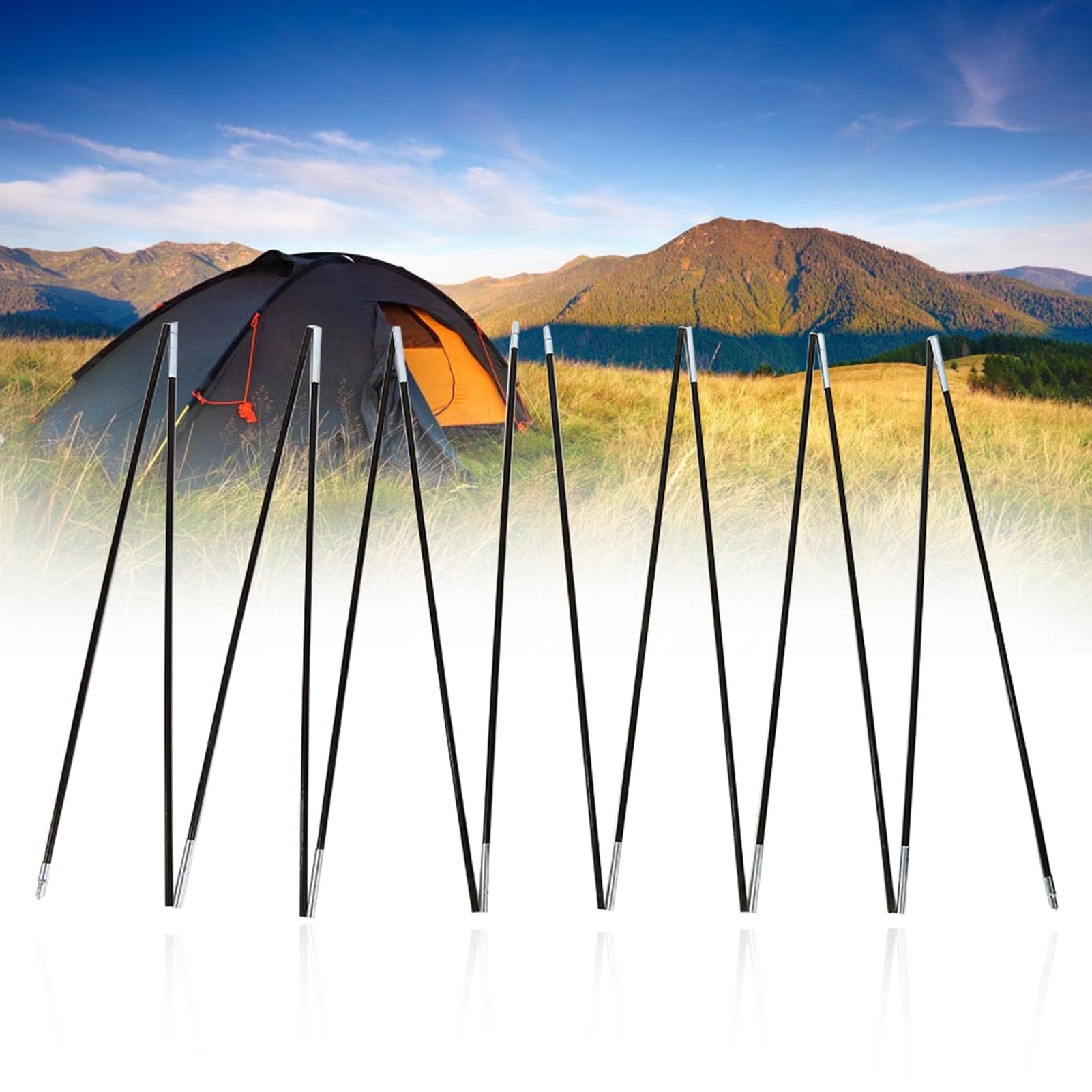 Fiberglass Tent Pole Replacement Kit, 2 Sets 7 Sections, Flexible ...