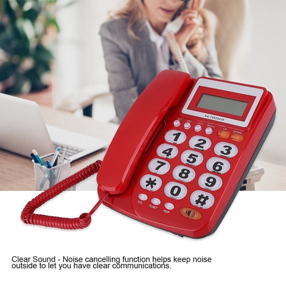 Octpeak Landline House Phone with Big Button, Speakerphone, Caller ID ...