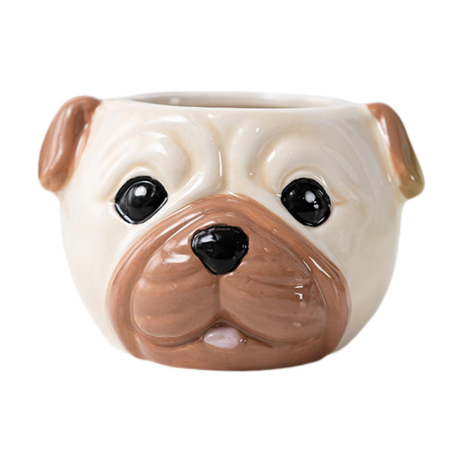 Fzaqwen Ceramic Cartoon Dog Puppy Figurine Planter Tabletop Decor ...