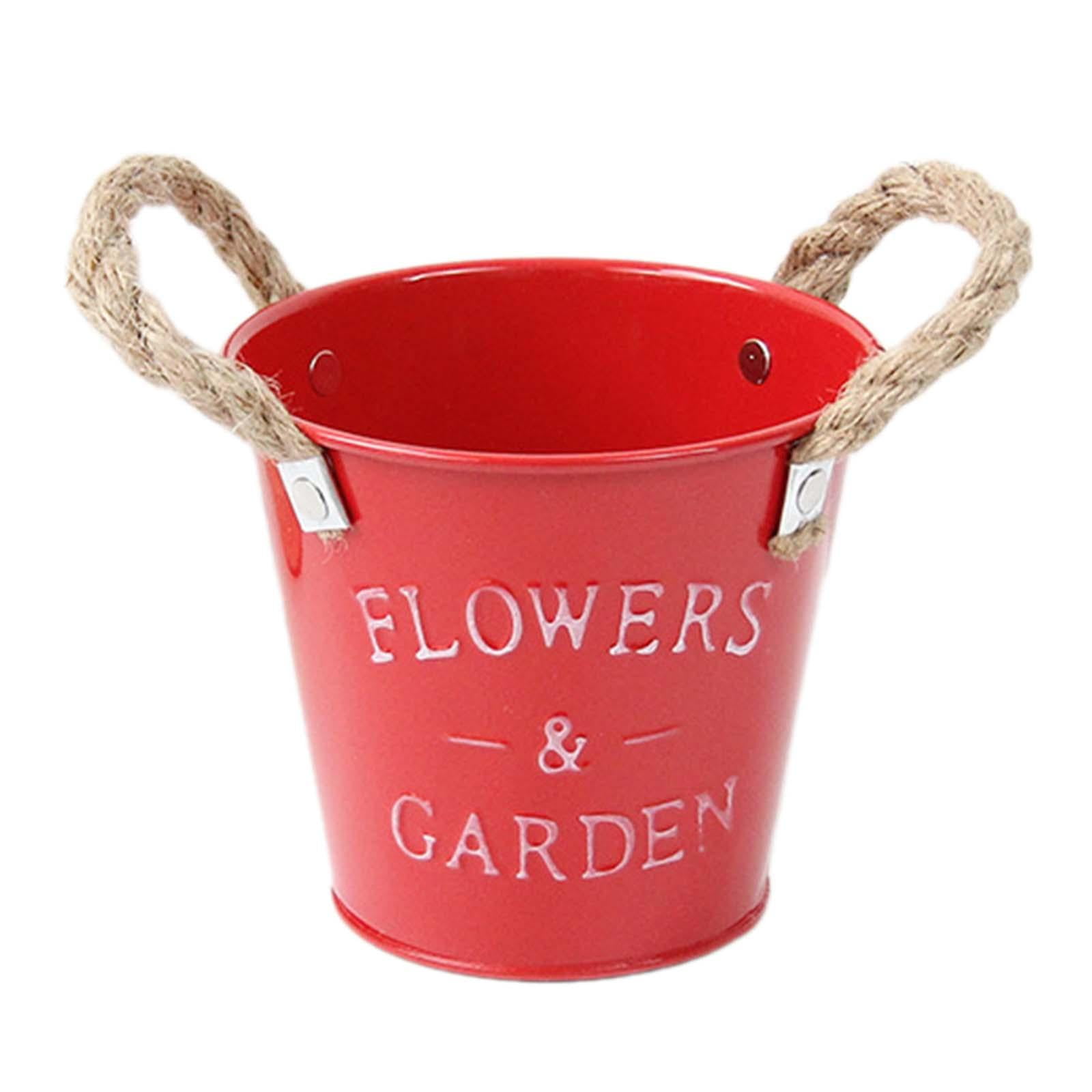 Fzaqwen Farmhouse Style Flower Pot Tin Bucket Desk Storage Barrel ...