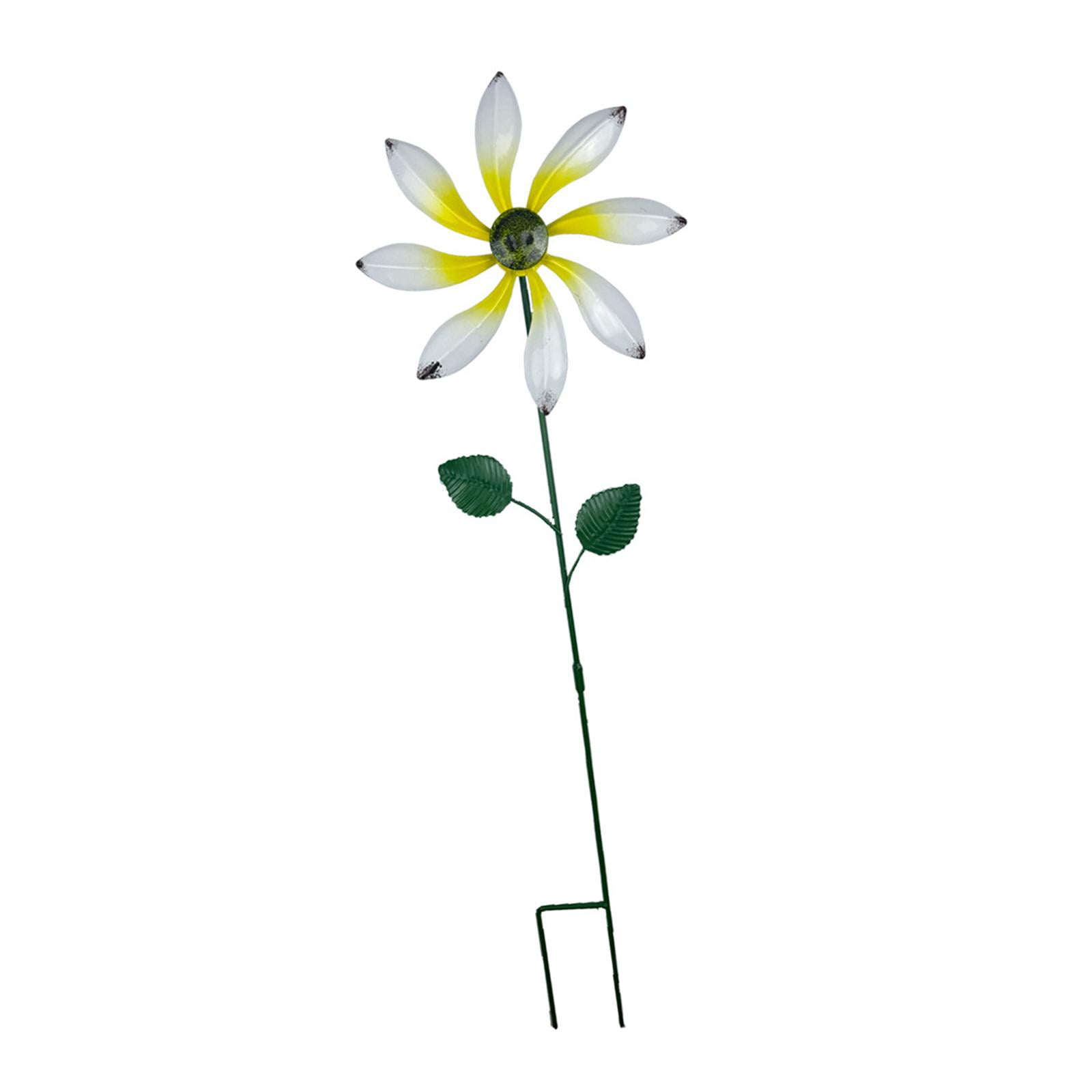 Fzaqwen Iron Daisy Wind Spinner with Stake Kinetic Yard Art for Lawn ...