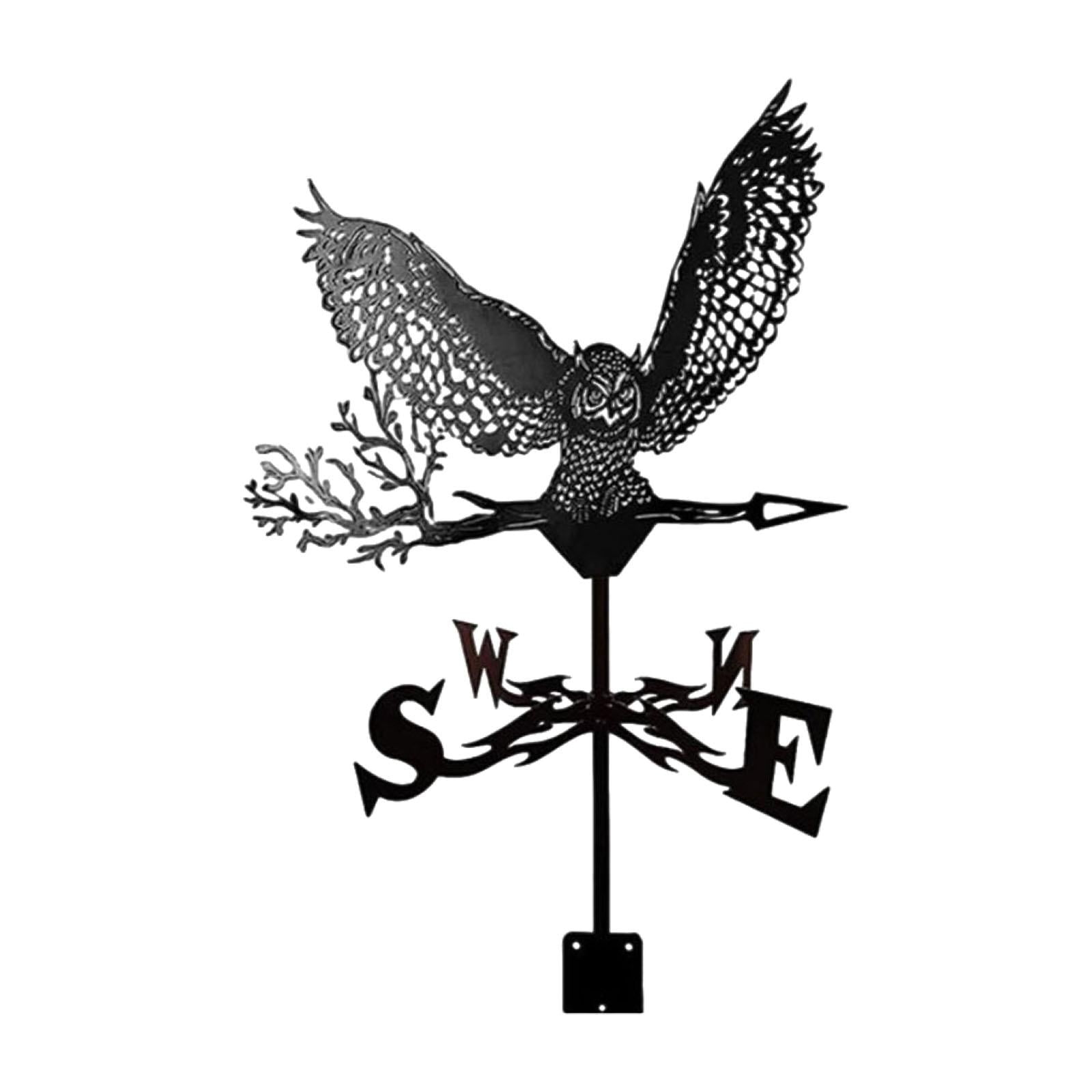 Fzaqwen Metal Weather Vane Yard Art Owl Weathervane for Roof Walkway ...