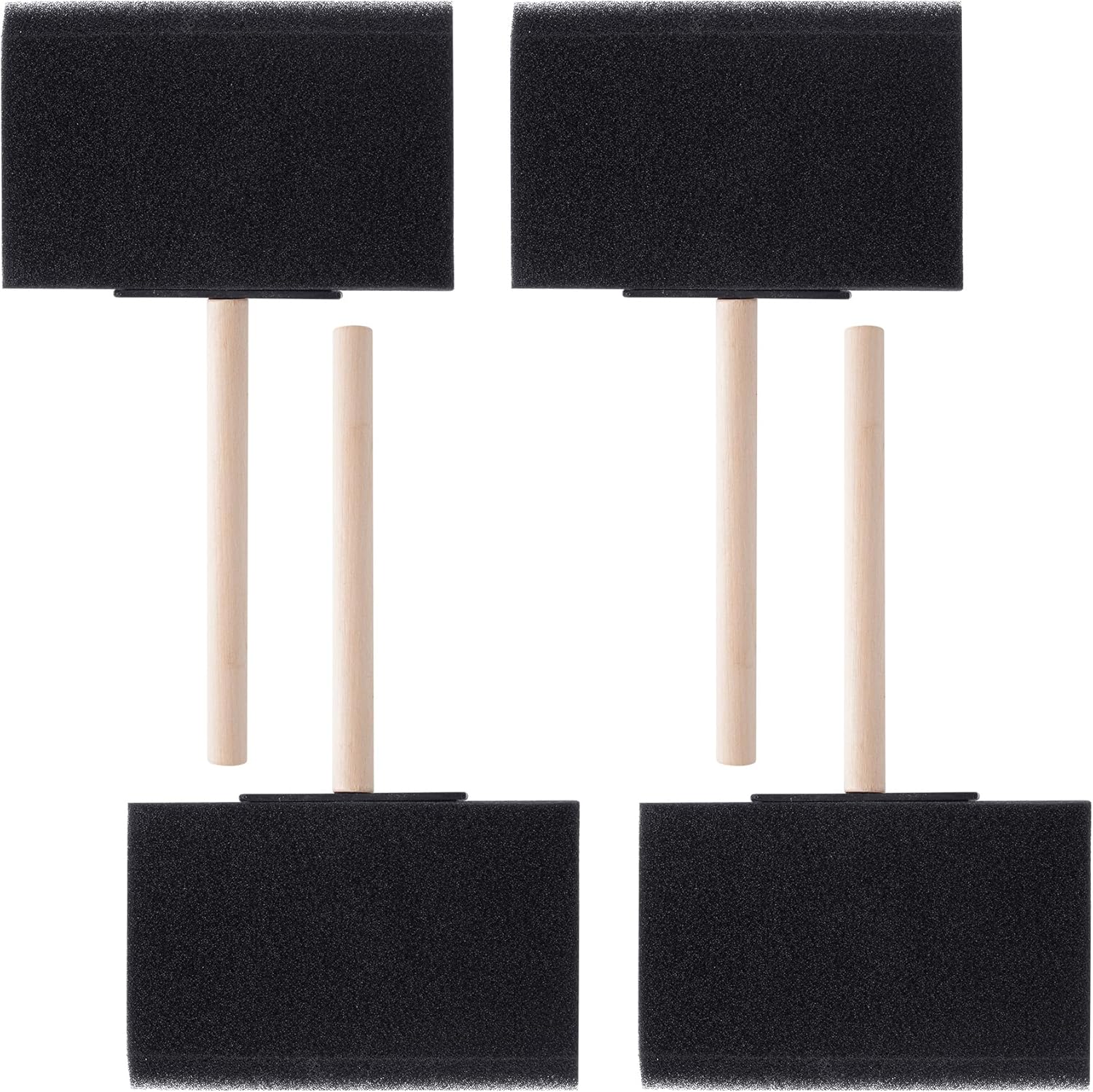 Fzchyzoar 4 Pcs 4 inch Foam Paint Brushes Black Sponge Brushes Wood ...
