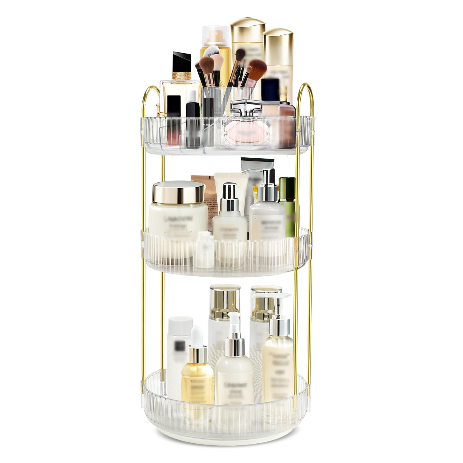 Fzebys 360 Rotating Makeup Organizer for Vanity,3 Tier Large Capacity ...
