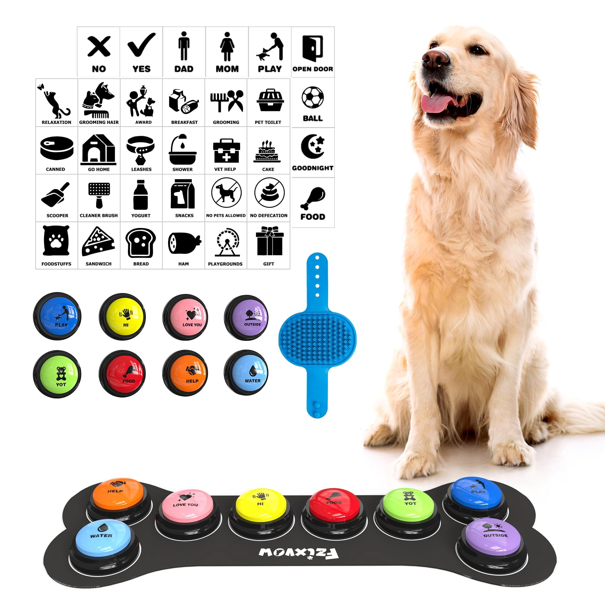Fzixvow Dog Buttons Talk,Updated 8 Pack Dog Communication Buttons ...