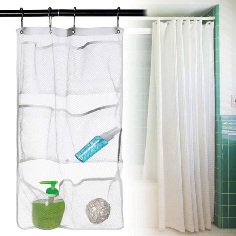 Fznkrag 4PCS Shower Curtain Caddy Organizer Bag, Hanging Mesh Storage ...