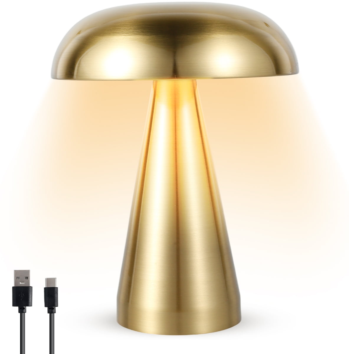 Fznkrag LED Cordless Mushroom Table Lamp, Rechargeable, Dimmable, Iron ...