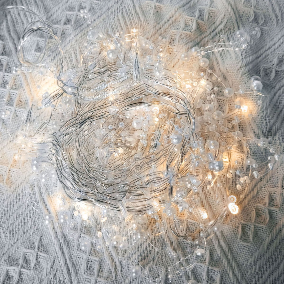 Fznkrag Pearl String Lights 40 LEDs Christmas String Lights 13FT ...