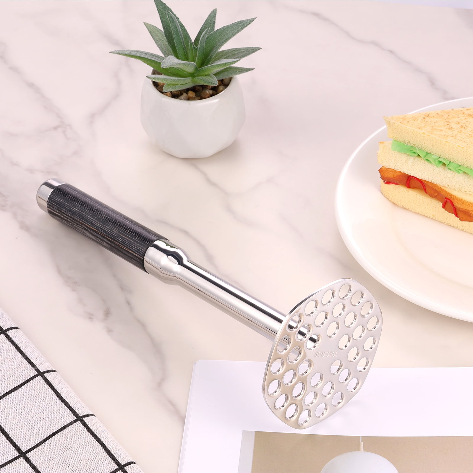 Fznkrag Stainless Steel Potato Masher Easy to Clean Food Masher Potato ...