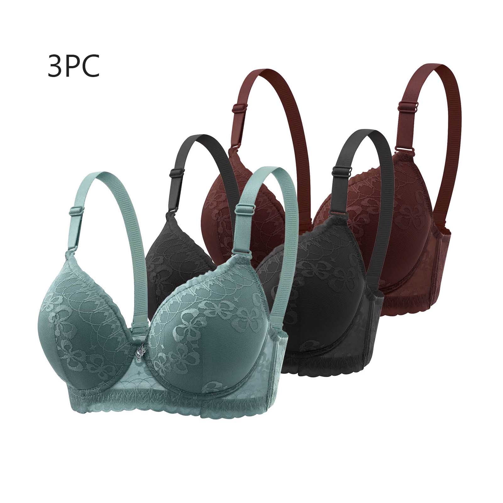 Blczomt 3 PC Breathable Bras Women Underwire Adjustable Straps Soft ...