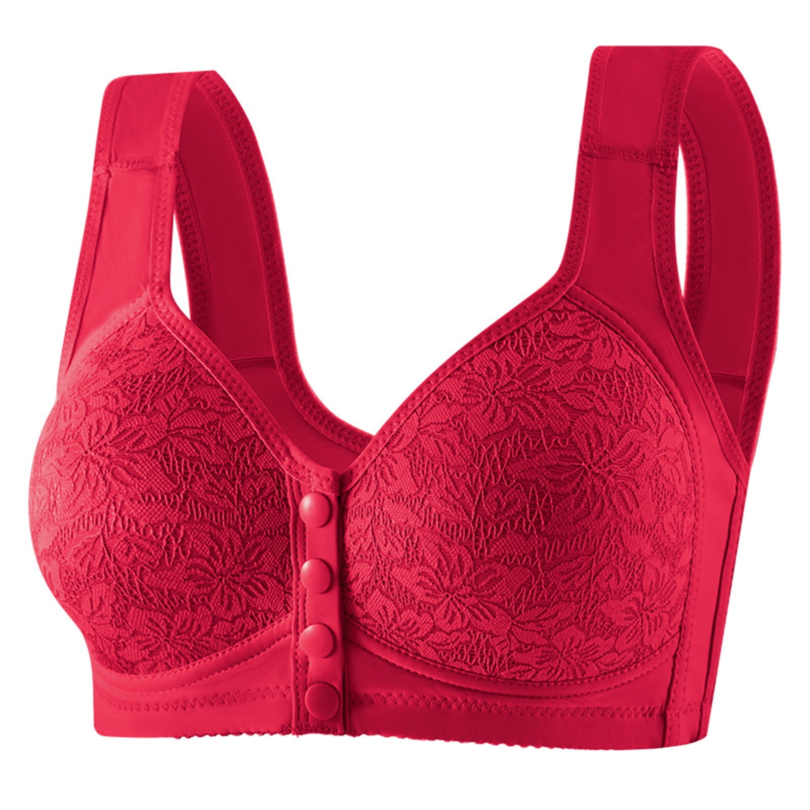 Fznquz Bralette Bras Women Breathable Daisy Front Closure No Wire Red ...