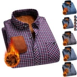 Fznquz Button-Up Big and Tall Shirts for Men Red Long Sleeve Fleece ...