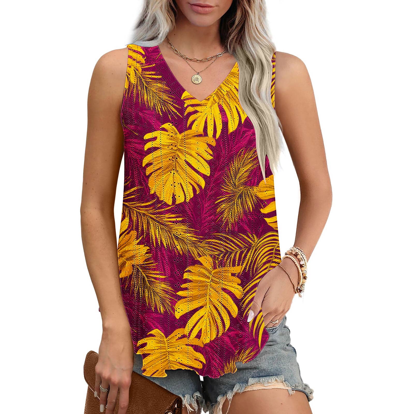 Fznquz Casual Womens Tank Tops Summer Boho Tank Tops 2025 Sleeveless ...