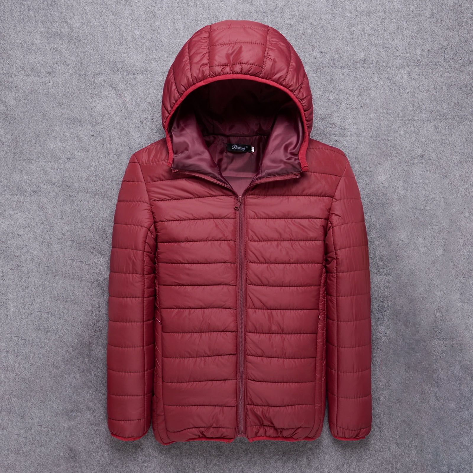 Fznquz Jackets for Men Winter Red Puffer Warm Padded Quilted Coats for ...