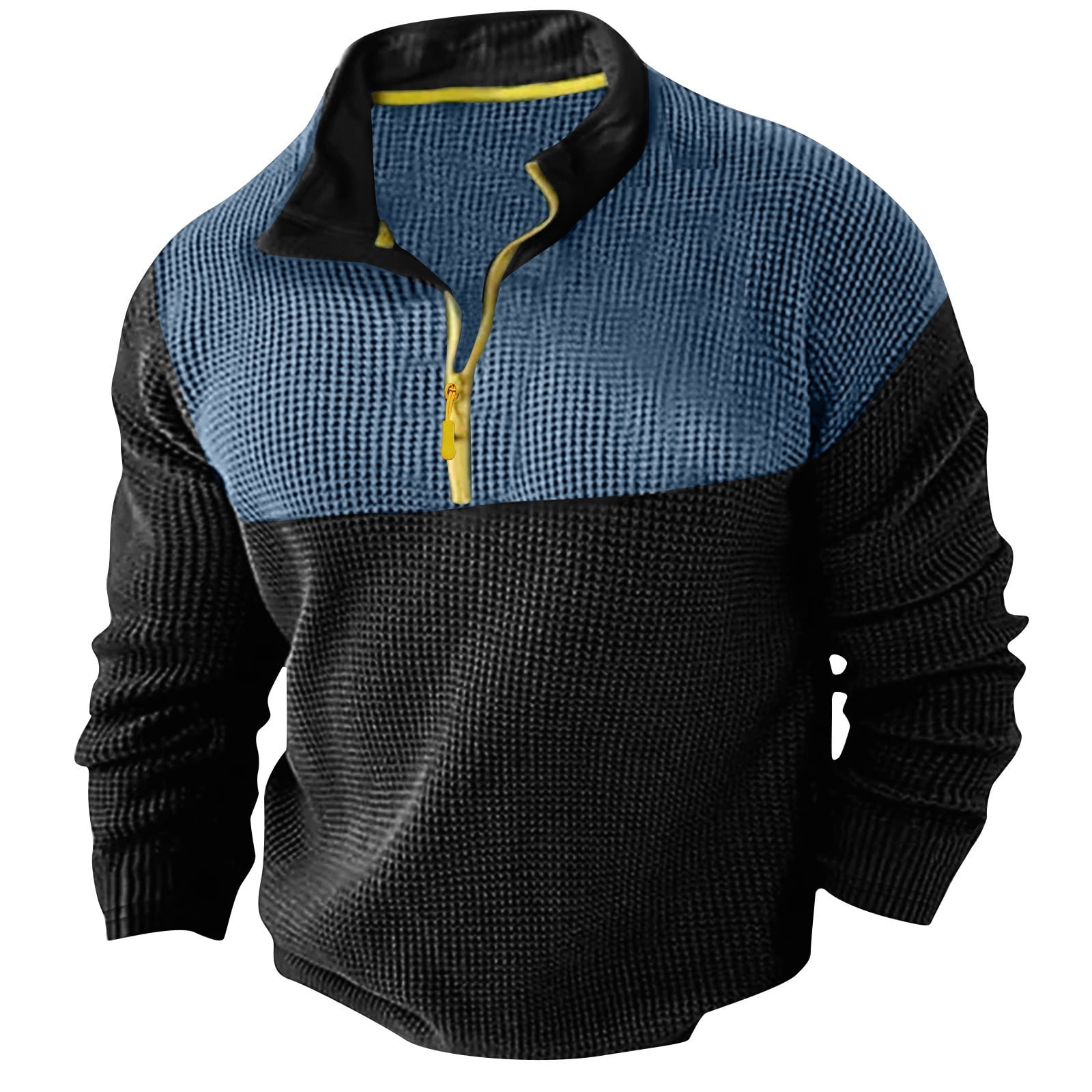 Fznquz Collared Shirts for Men Casual Black Long Sleeve T Shirt Half ...