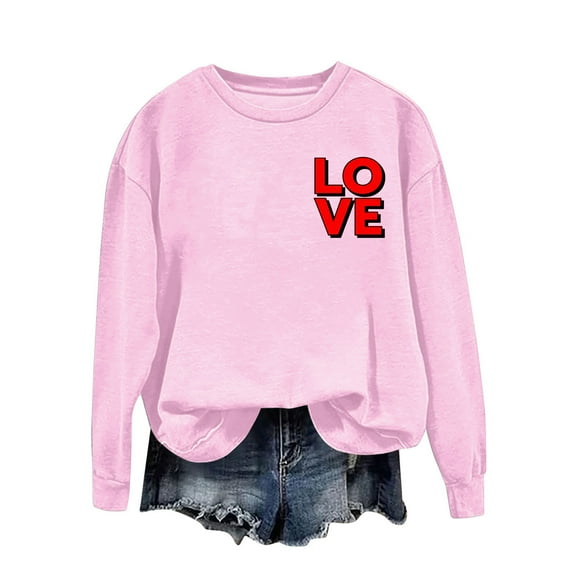 Fznquz Cute Crew Neck Sweatshirts Women Soft Valentines Shirts 2026 ...
