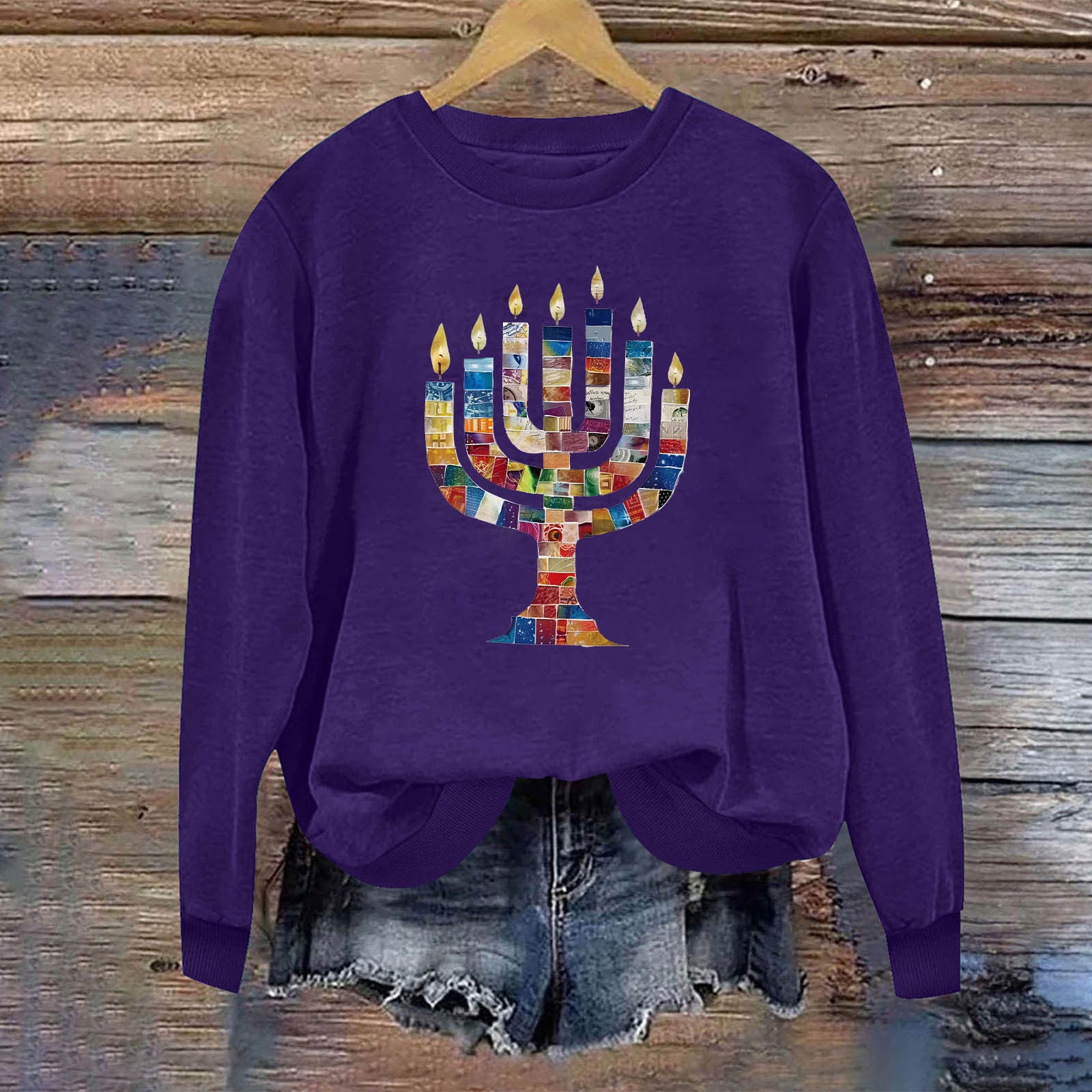 Fznquz Fashion Womens Sweatshirts Pullover Purple Oversized Sweatshirts ...