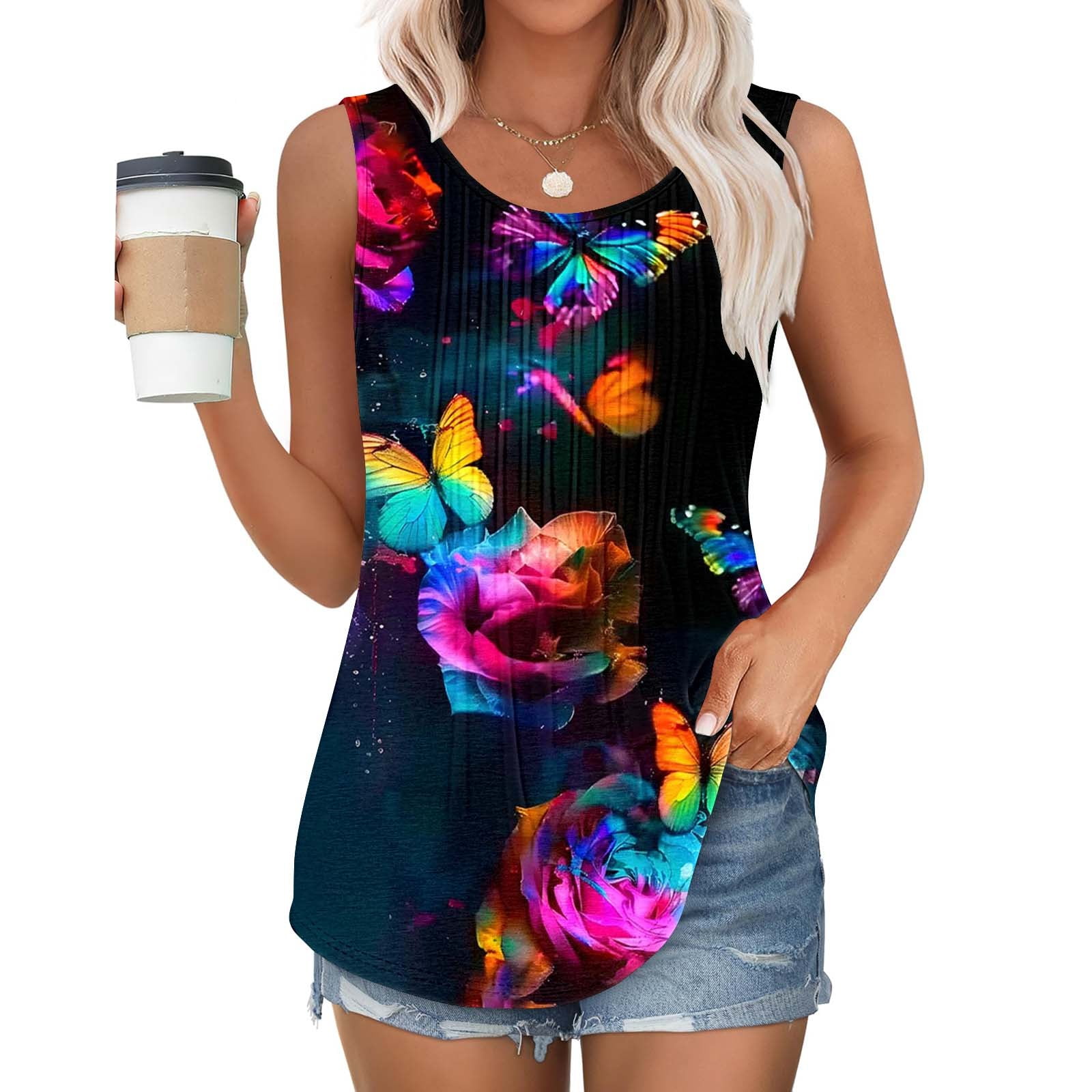 Fznquz Graphic Tank Tops Women Sleeveless Summer Tank Tops Loose Fit ...