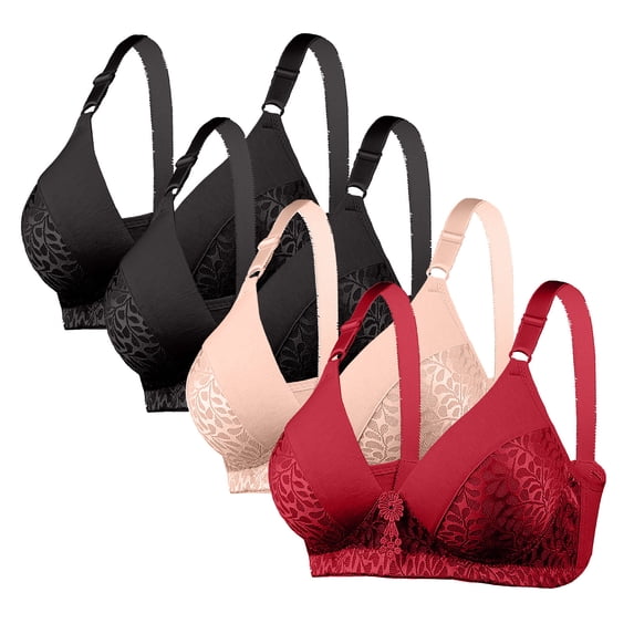 Fznquz Lace Womens Bras Wireless Comfort 2025 Plus Size Full Coverage ...