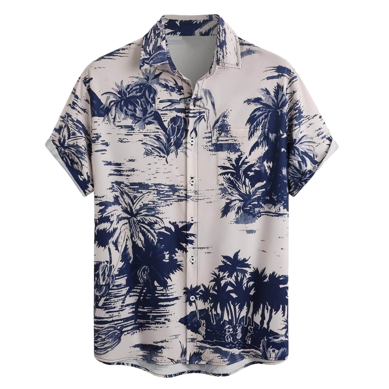 Fznquz Mens Shirts Hawaiian Summer Short Sleeve Shirts Tropical Button Down 2025 Mens Clothes ...
