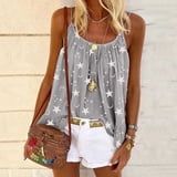 Fznquz Pleated Summer Tops for Women 2025 Trendy Graphic Cami Summer ...