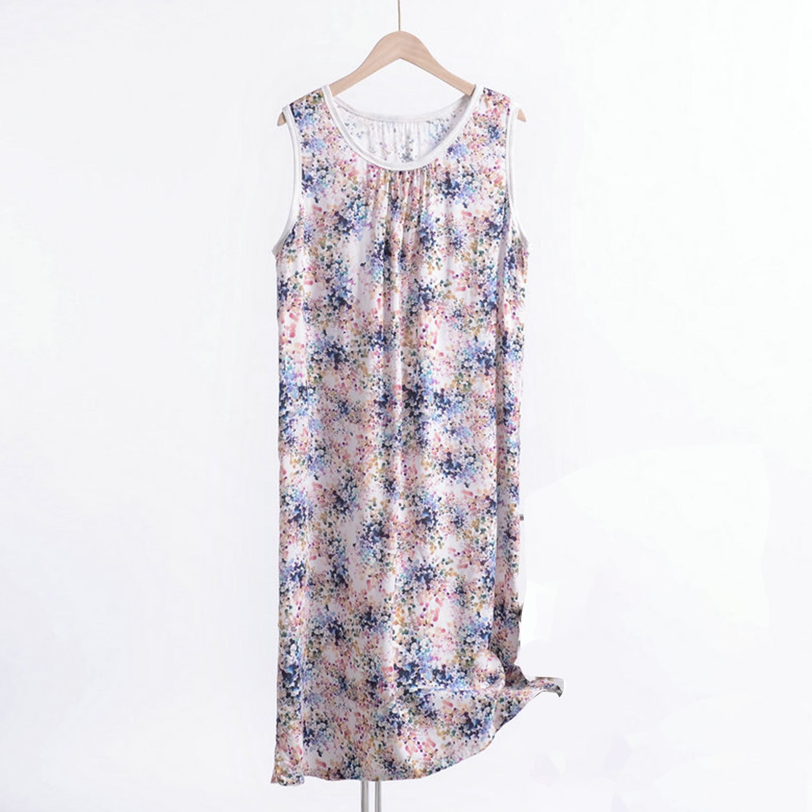 Fznquz Plus Size Ladies Nightgowns Summer Sleeveless Sleep Dress ...