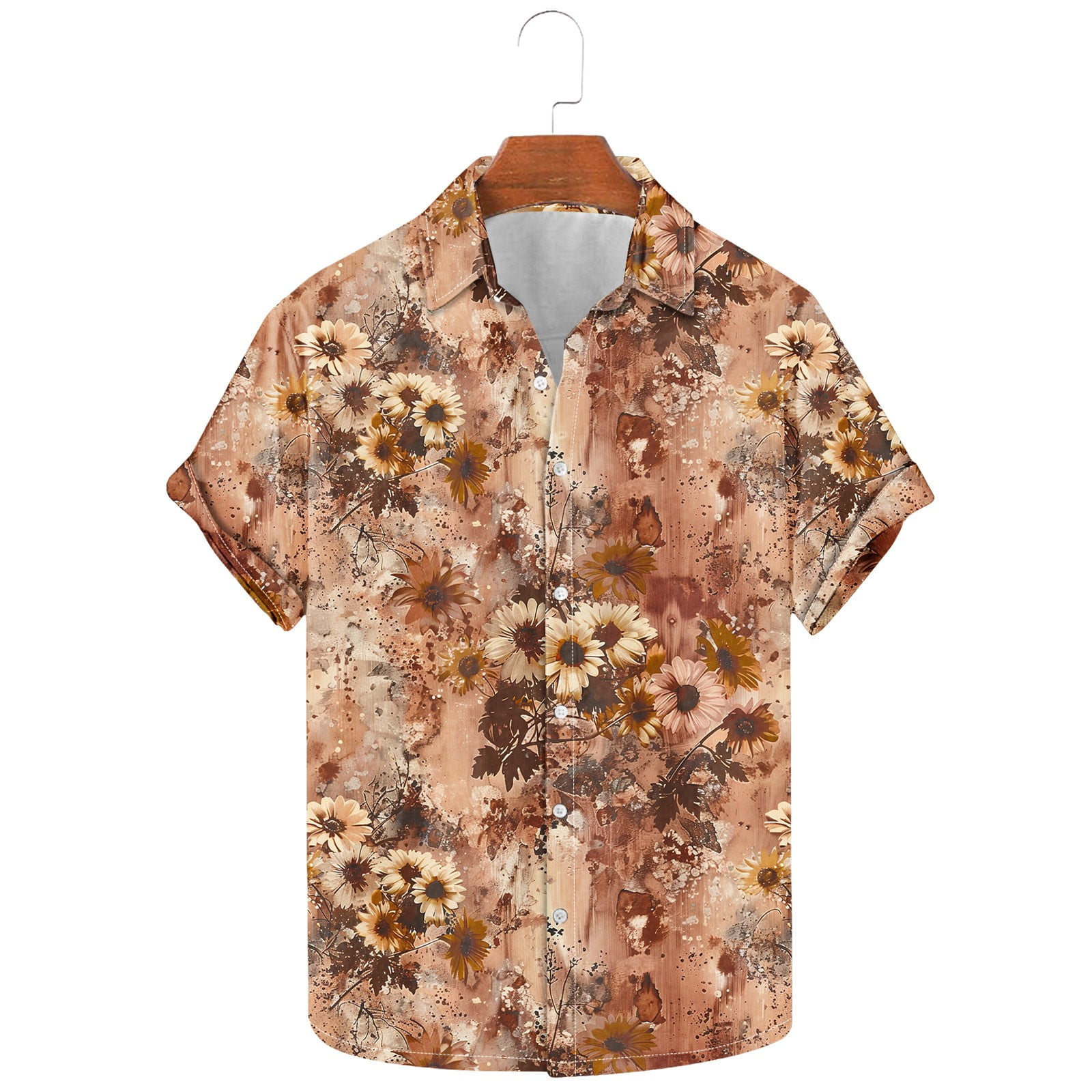 Fznquz Short Sleeve Mens Hawaiian Shirt Shirt Summer Beach Button Up ...