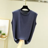 Fznquz Summer Womens Tank Tops Plain Cute Basic Tank Tops Blue Solid ...