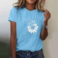 Fznquz Tops Women Short Sleeve Casual 2025 Tees Crewneck Blue Graphic ...
