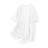 Fznquz Womens Cardigans Lightweight Casual Linen Cardigan Loose Fit ...