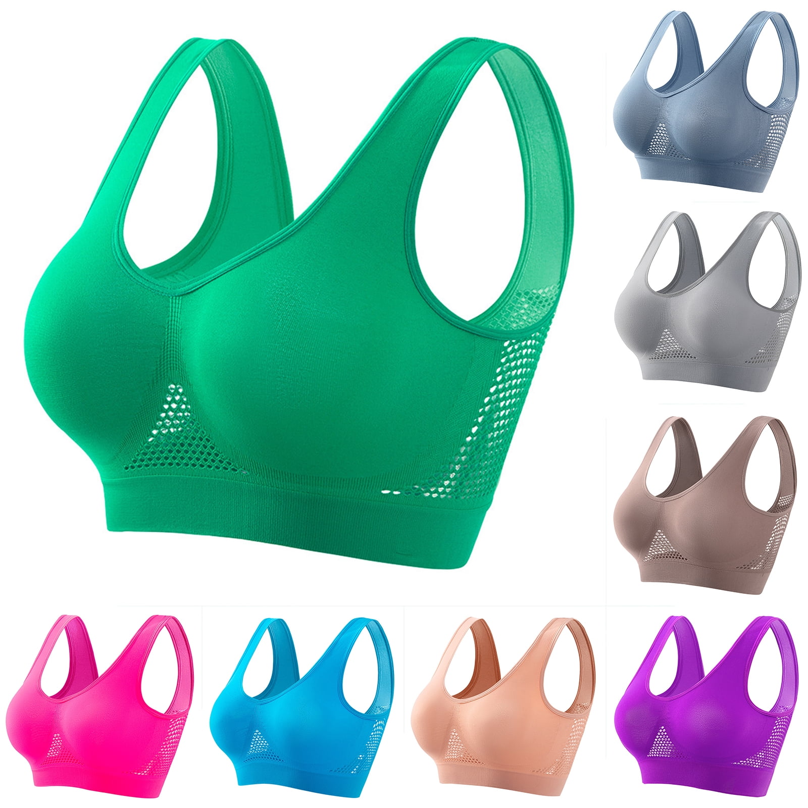 Blczomt Womens Sports Bra Wirefree Seamless Bra Yoga Green High Support ...