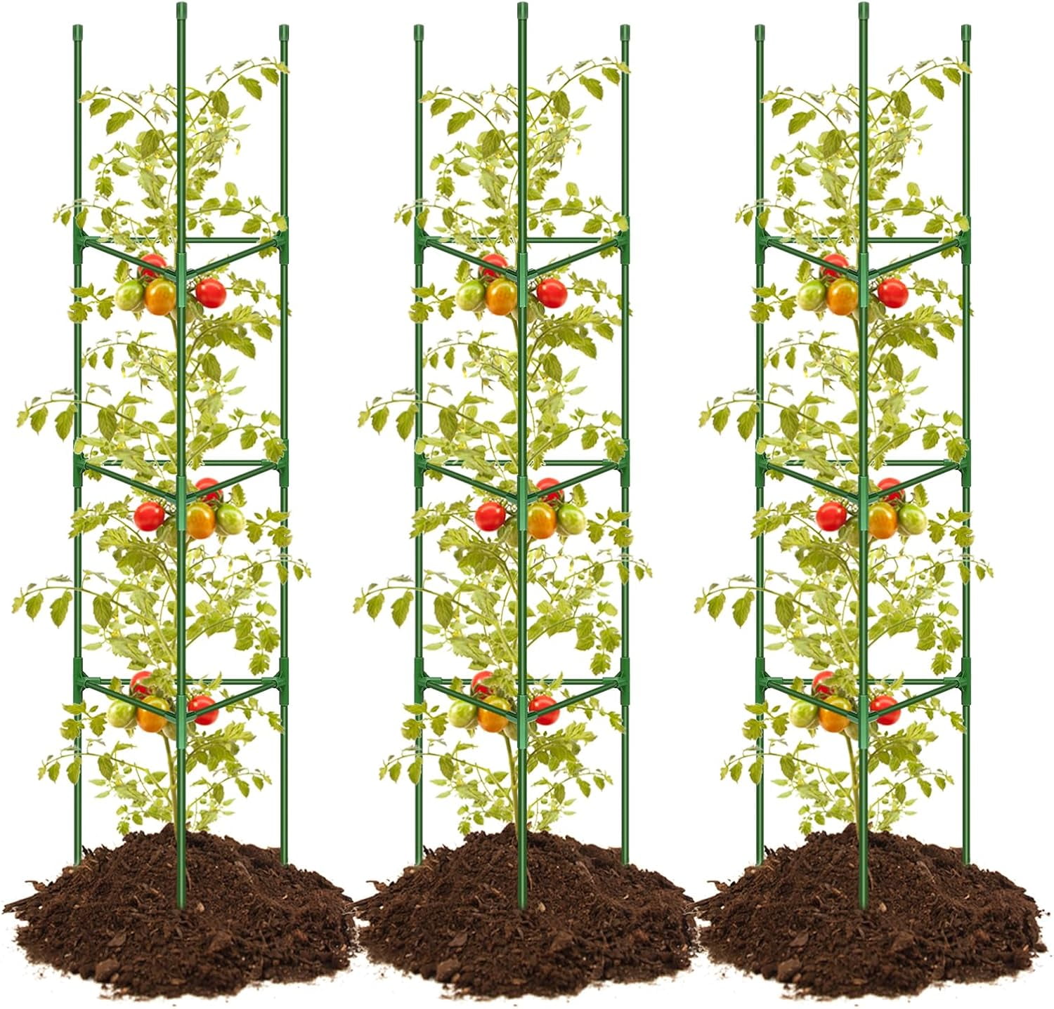 Fzook 3 Pack Tomato Cages for Garden, 59 Inch Tomato Cage Heavy Duty ...