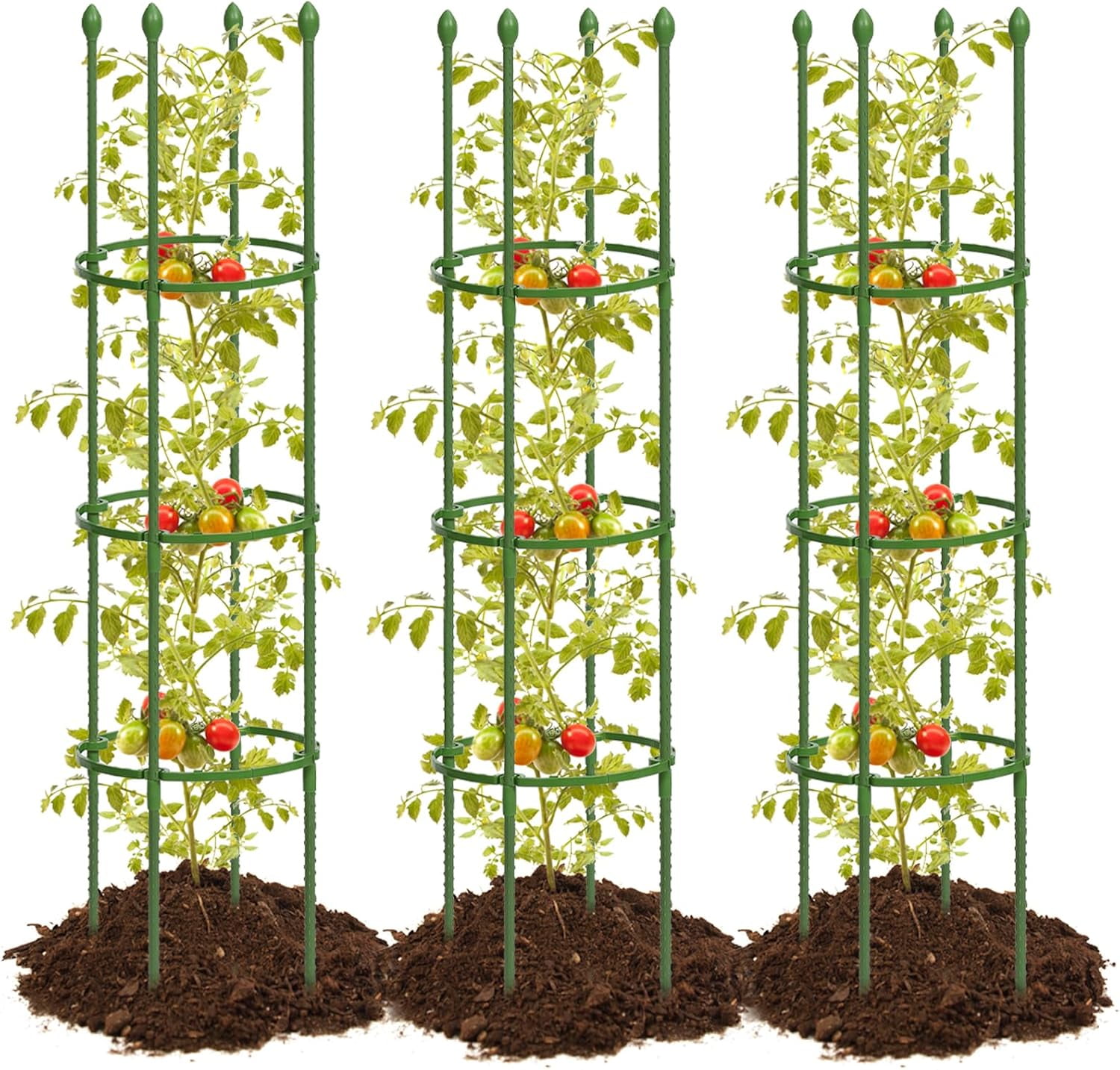 Fzook 3 Pack Tomato Cages for Garden, 59 Inch Tomato Cage Heavy Duty ...