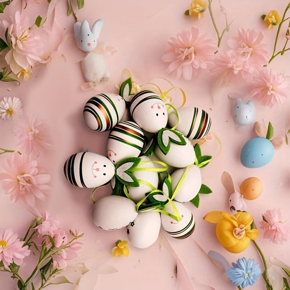 Fzsteel 12-Pack Easter Egg Hanging Ornaments with Ribbons – for Easter ...