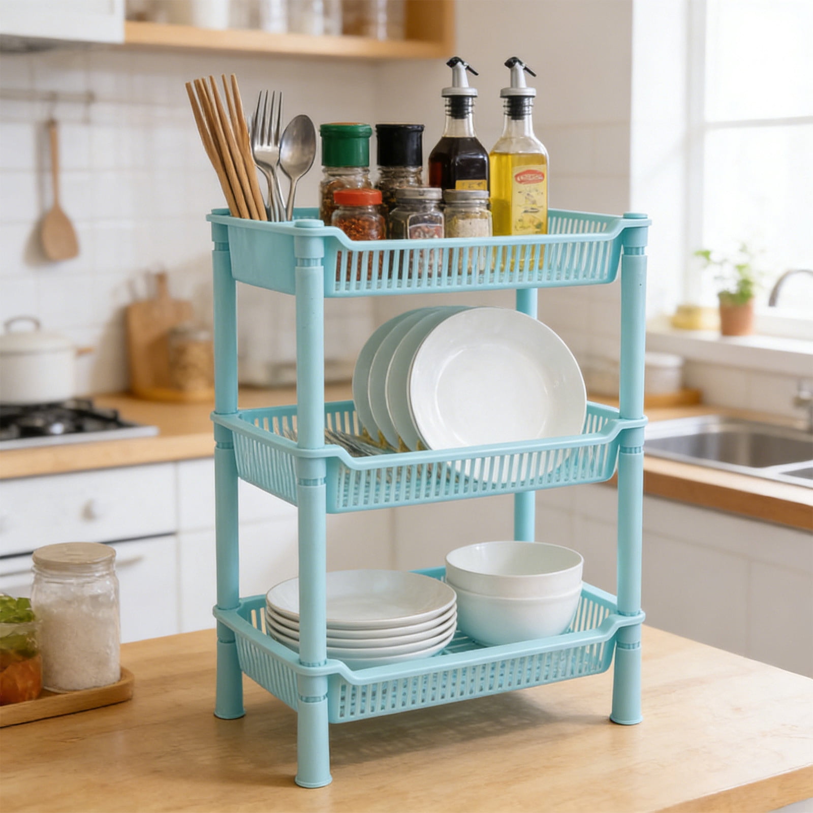 Fzsteel 3-Tier Bathroom and Kitchen Storage Rack with Drainage Design ...