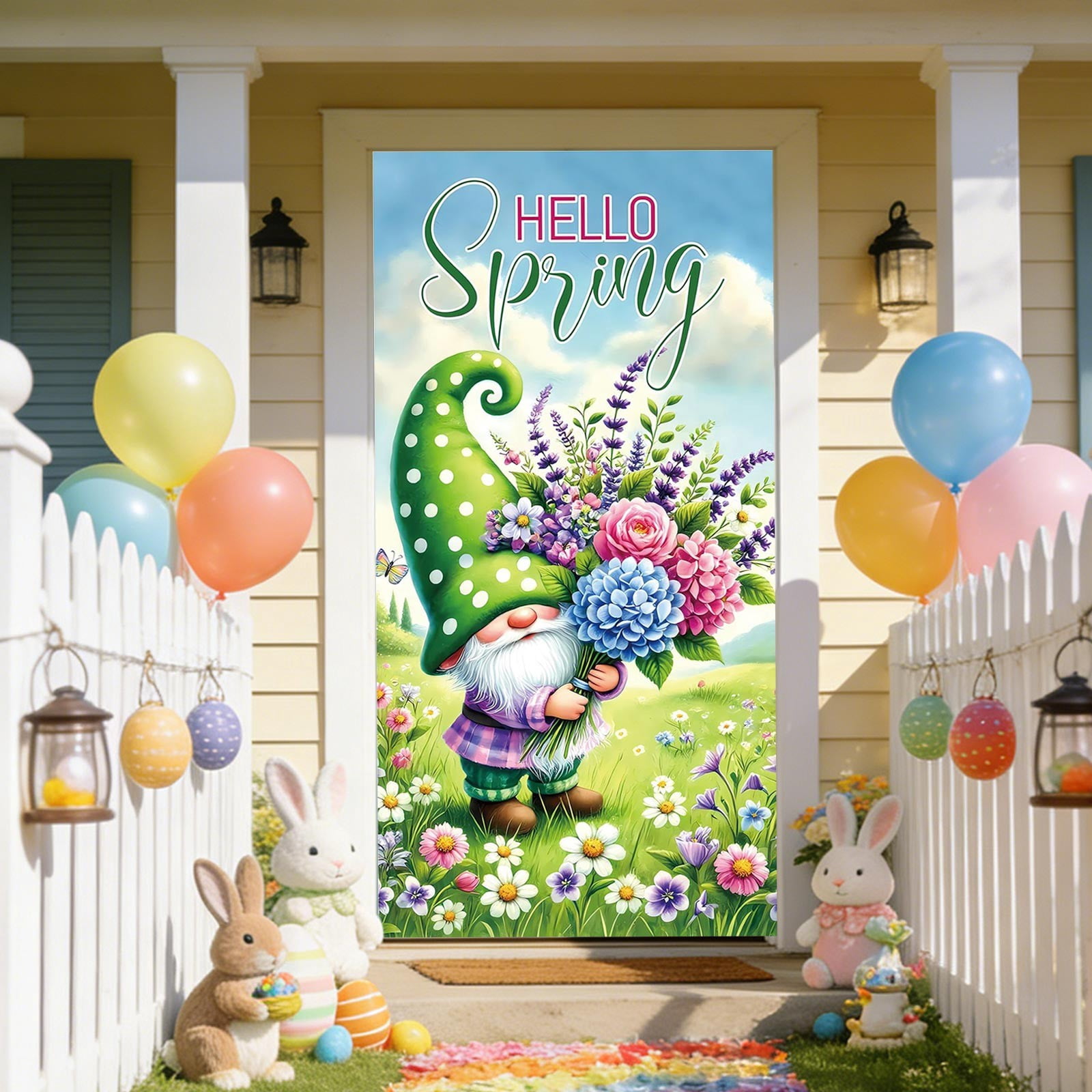 Fzsteel 35x71 Inch Easter Door Cover and Wall Decoration with Festive ...