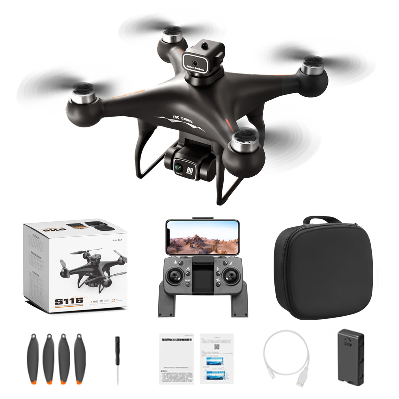 Fzsteel 4K HD Brushless Drone with Obstacle Avoidance and 18mins Flight ...
