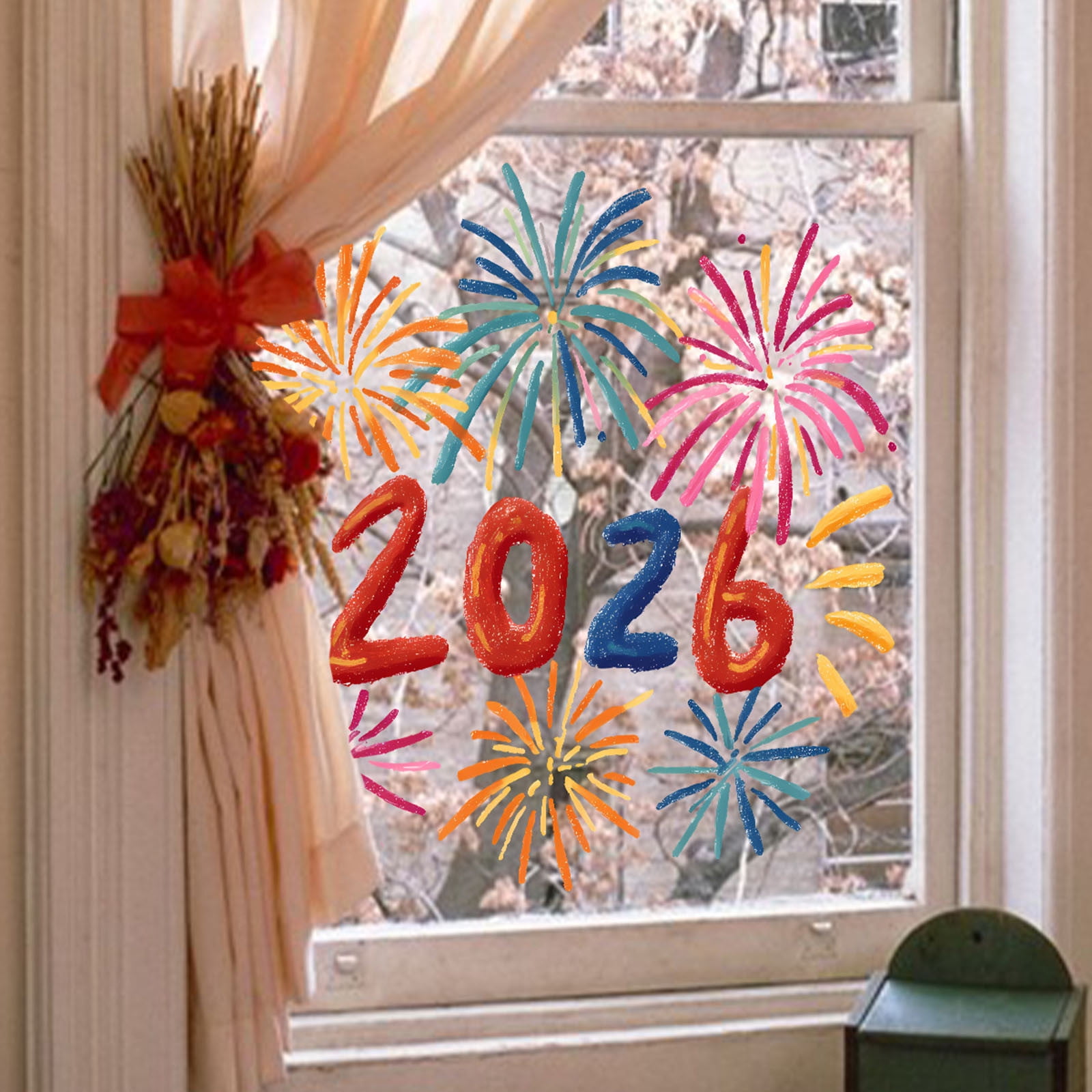 Fzsteel Christmas Static Cling Window Decals Removable Reusable PVC ...