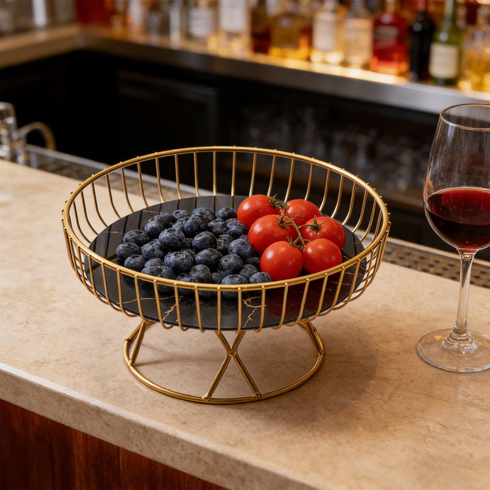 Fzsteel Creative Iron Fruit and Snack Tray with Elegant Gold-Tone ...