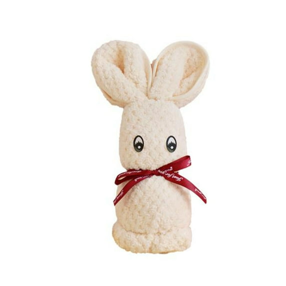 Fzsteel Cute Bunny Shaped Coral Fleece Towel - Super Absorbent and Soft ...