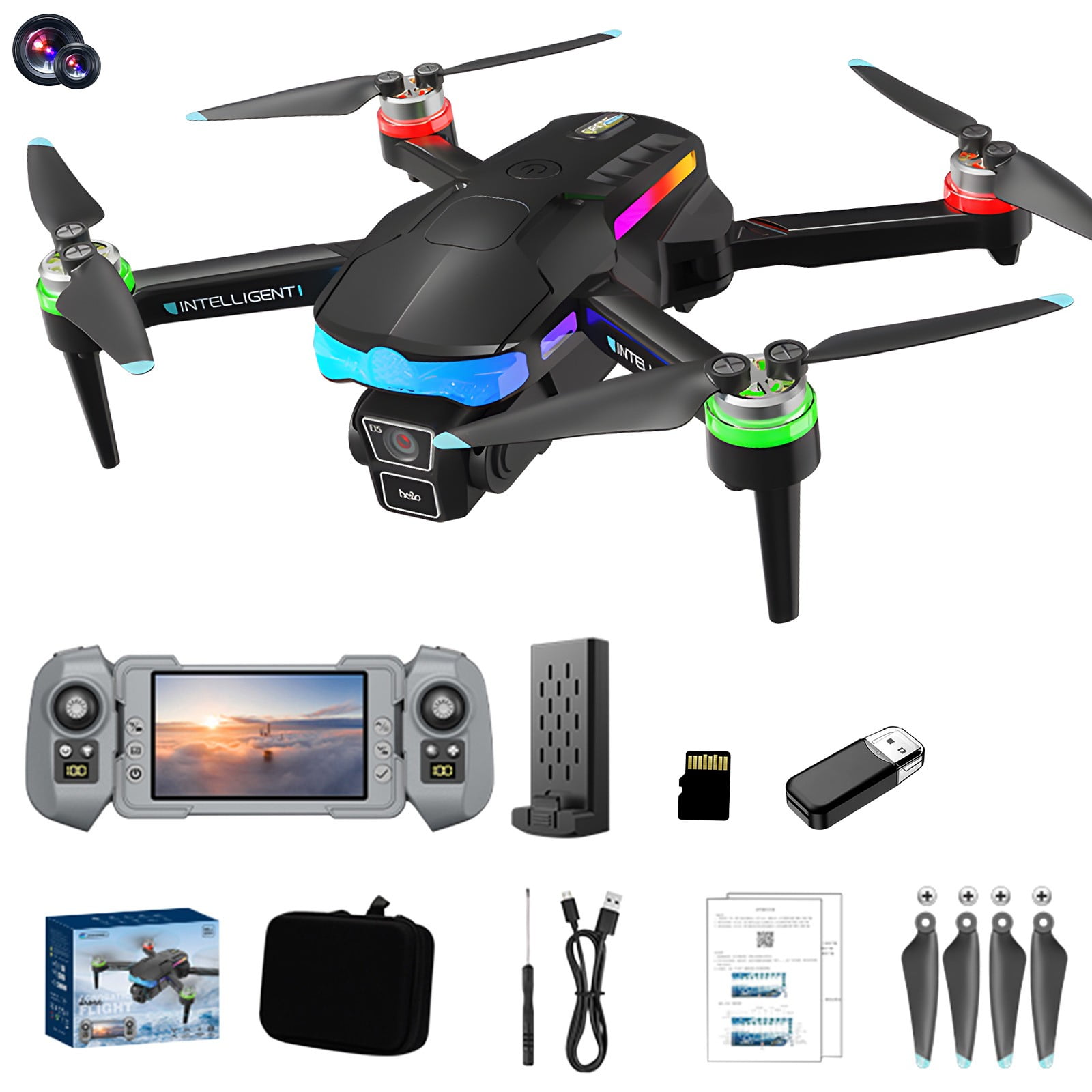 Fzsteel Drone With 4.3-Inch Detachable Screen Remote Control Brushless ...