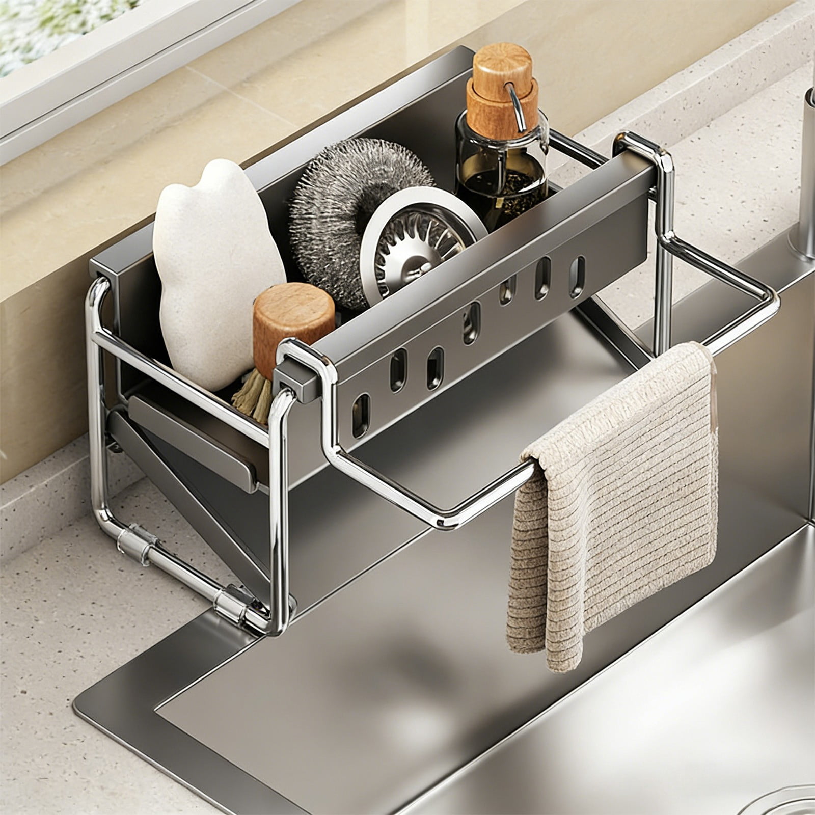 Fzsteel Durable Stainless Steel Kitchen Sink Rack with Double Layer ...
