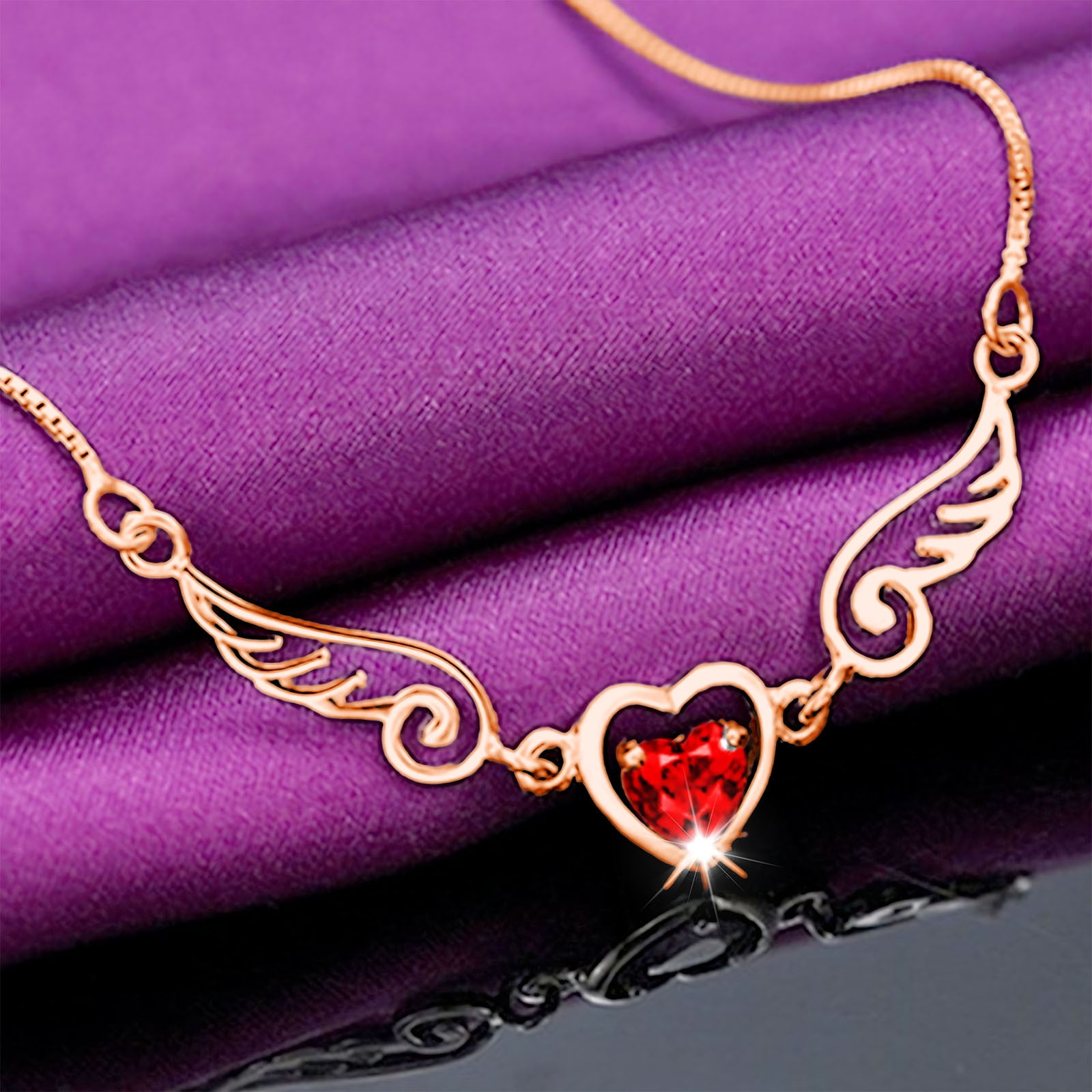 Fzsteel Elegant Angel Wing Zirconia Pendant Necklace for Women, Symbol ...