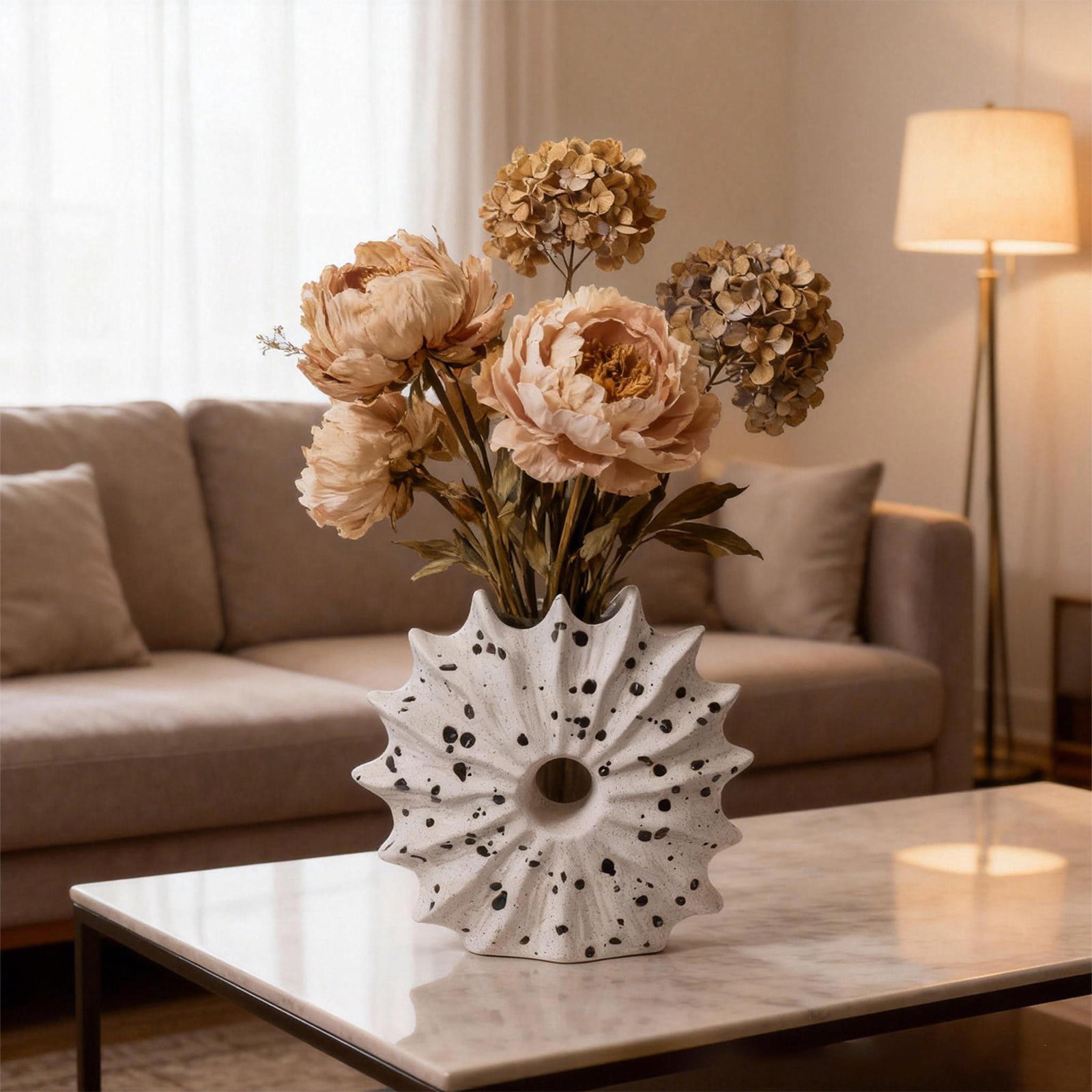 Fzsteel Elegant Ceramic Flower Vase with Sea Anemone Design for Home ...